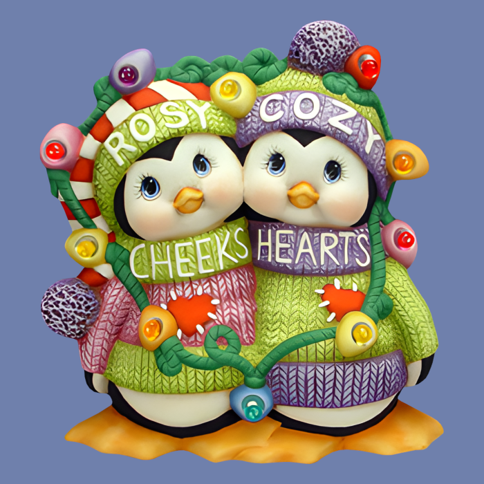 Clay Magic 2652 "Rosy Cozy" Penguin Pair Mold